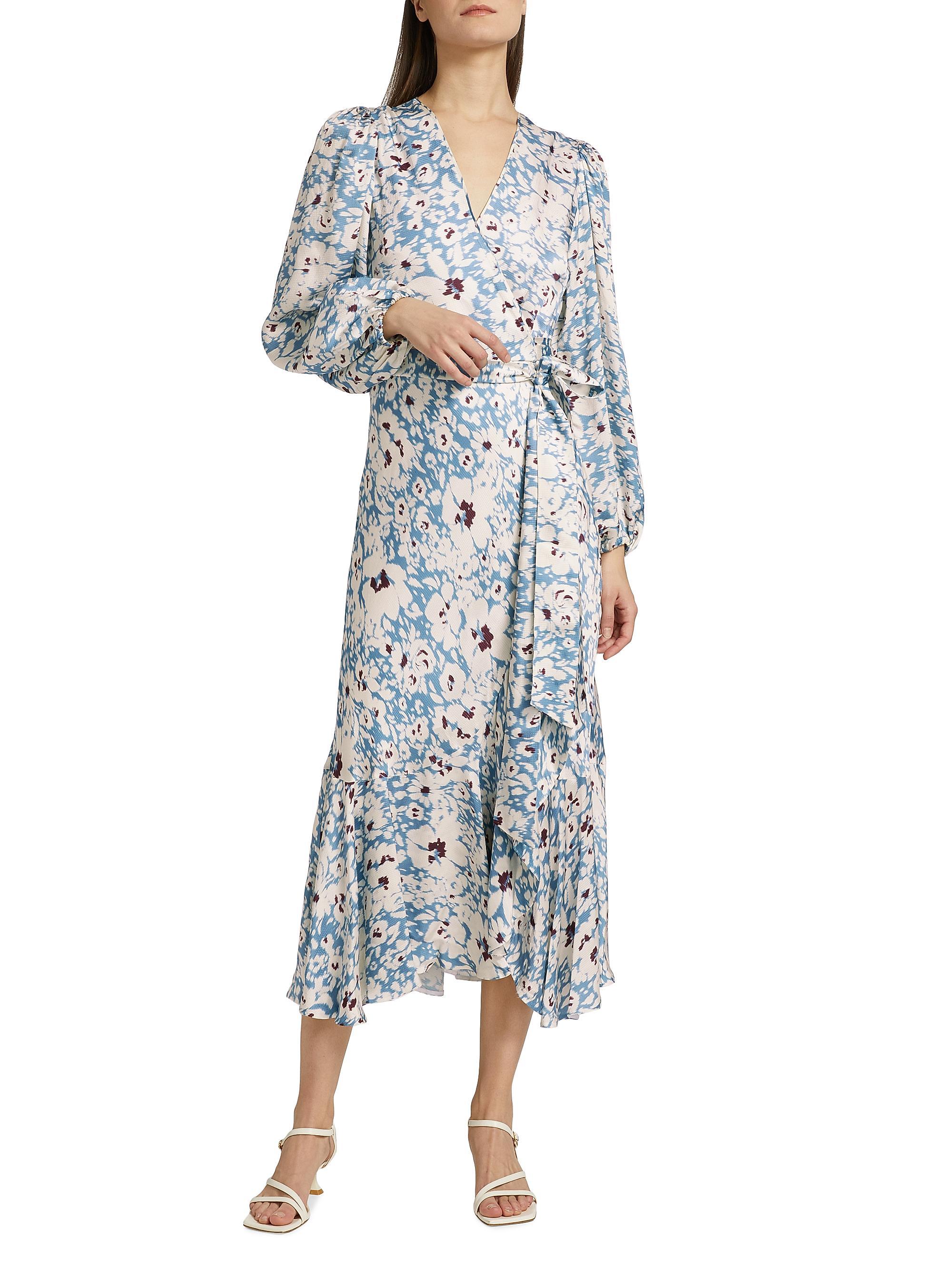 Click here for Tanya Taylor Womens Blaire Floral Satin Midi-Dress... prices