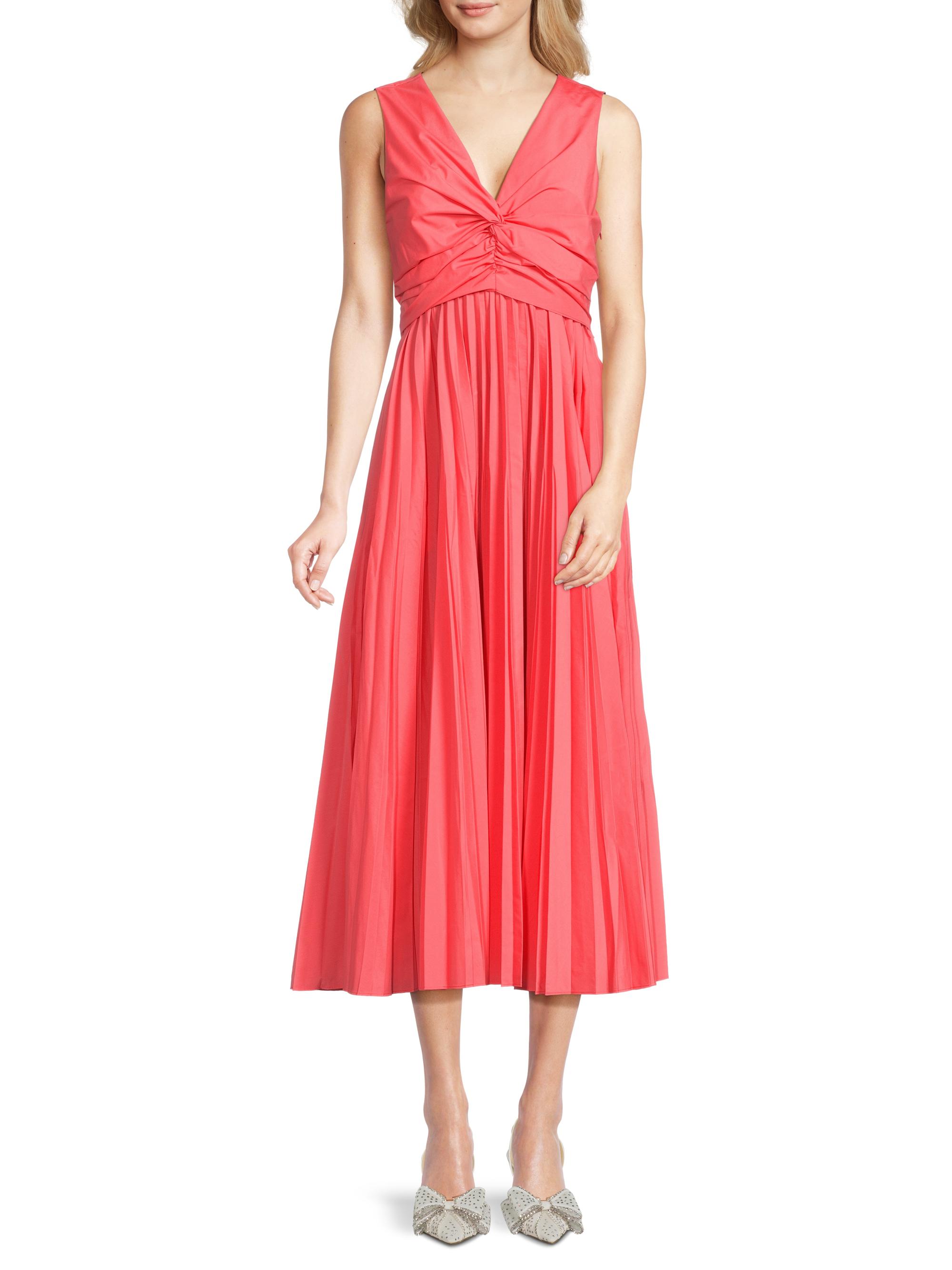 Click here for Tanya Taylor Womens Erica Pleated V-Neck Midi-Dres... prices