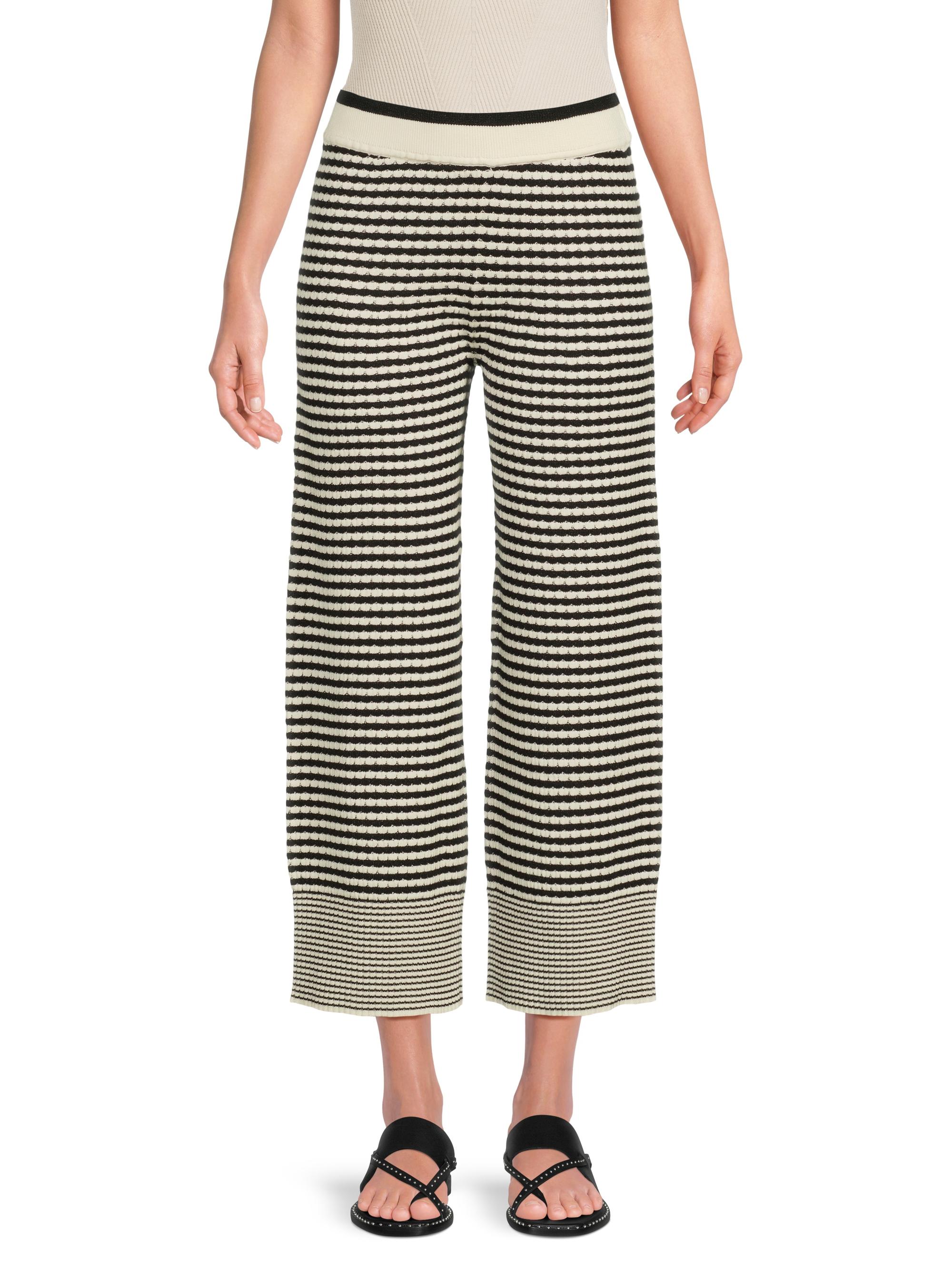 Click here for Ramy Brook Womens Cher Striped Pull-On Pants - Bla... prices
