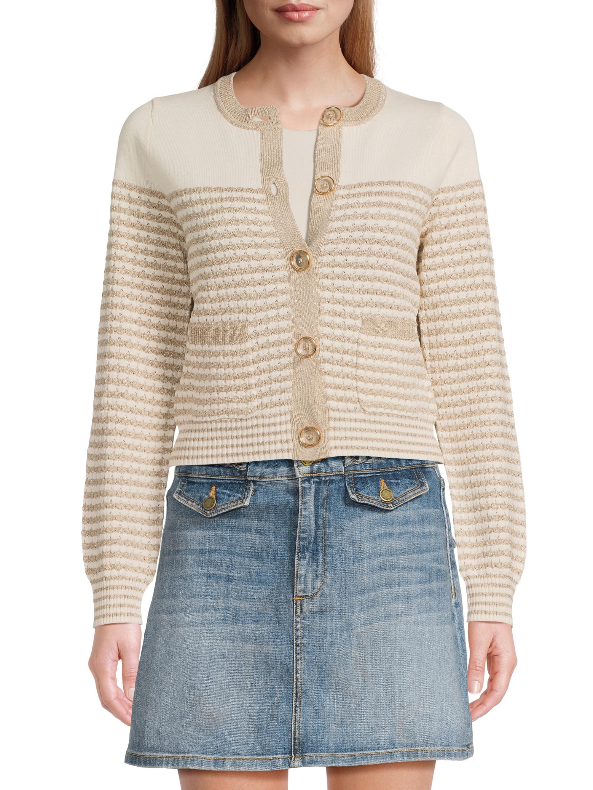 Click here for Ramy Brook Womens Bea Metallic Striped Cotton-Blen... prices