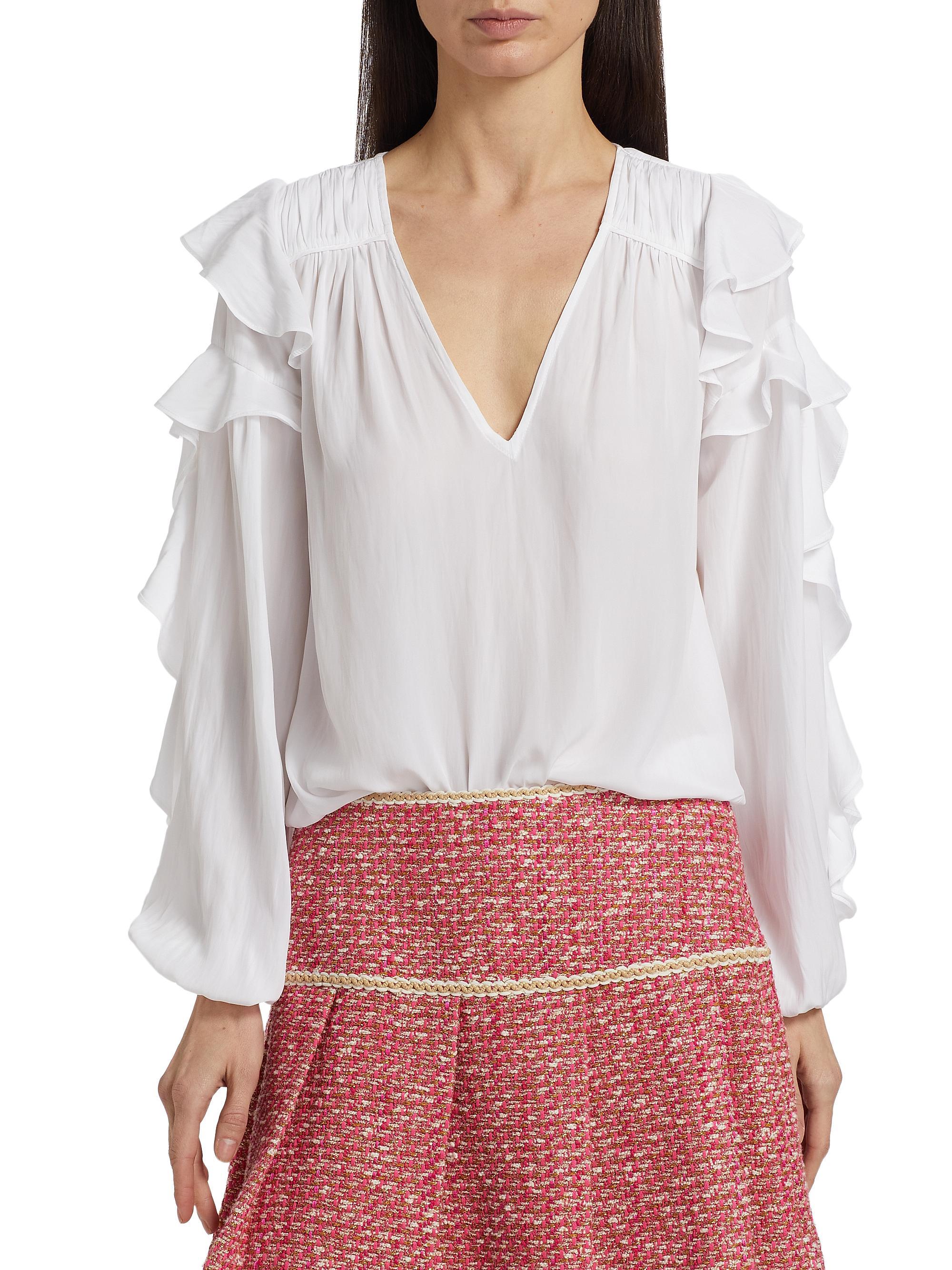 Click here for Ramy Brook Womens Sandra Ruffled Long-Sleeve Top -... prices