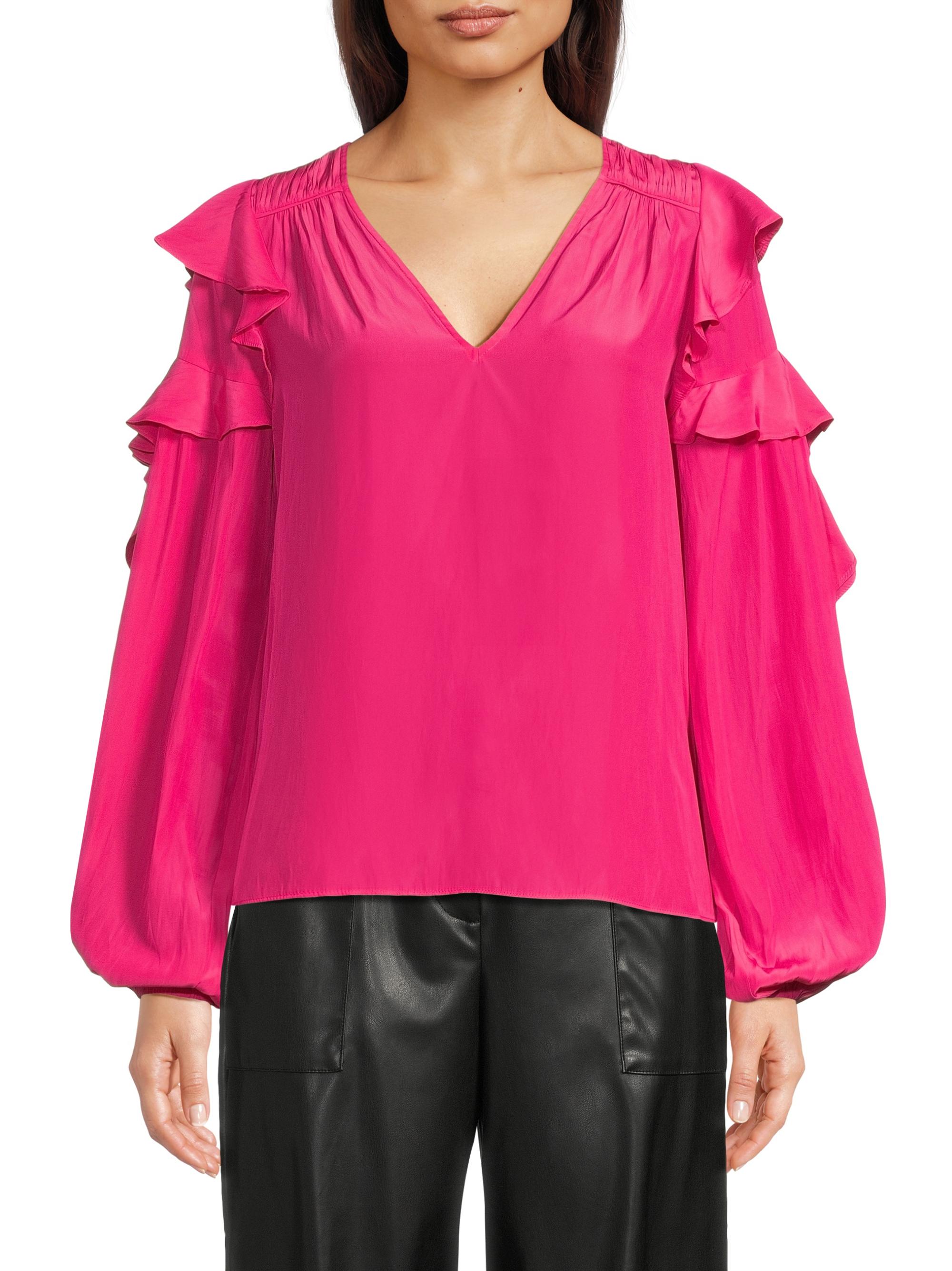 Click here for Ramy Brook Womens Sandra Ruffled Long-Sleeve Top -... prices