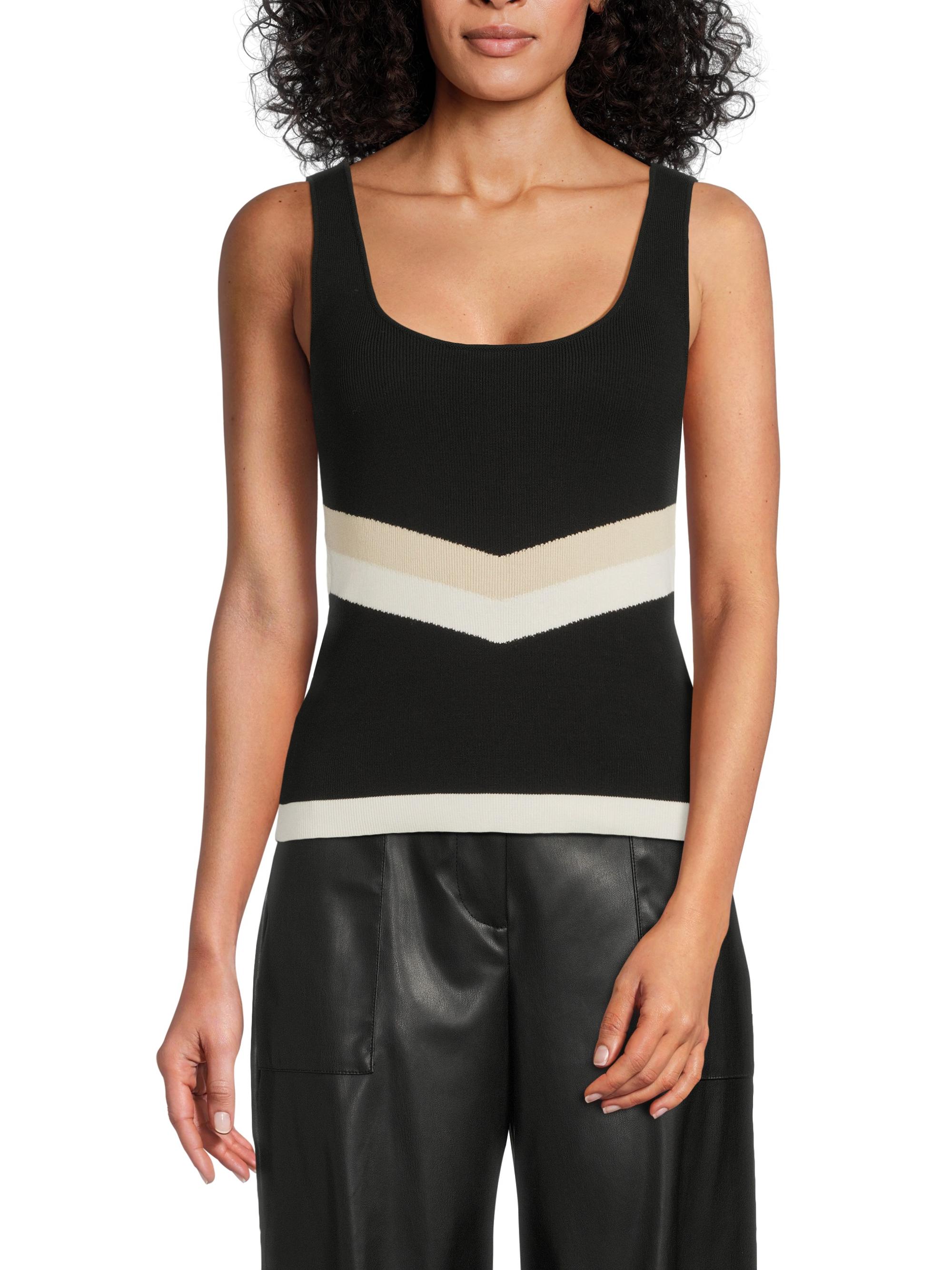 Click here for Ramy Brook Womens Flavia Chevron Knit Scoopneck Ta... prices