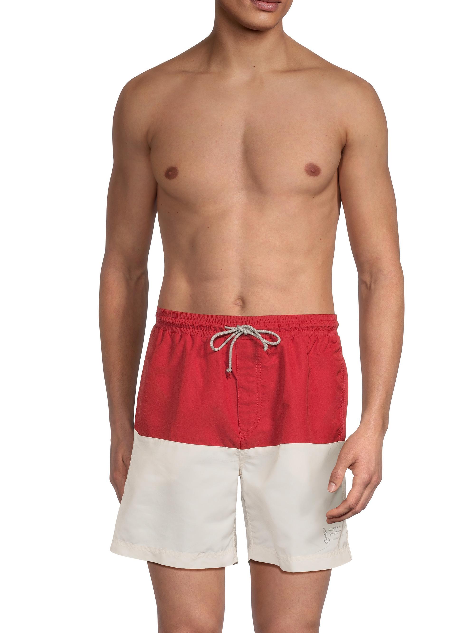 Click here for Brunello Cucinelli Mens Colorblocked Swim Trunks -... prices