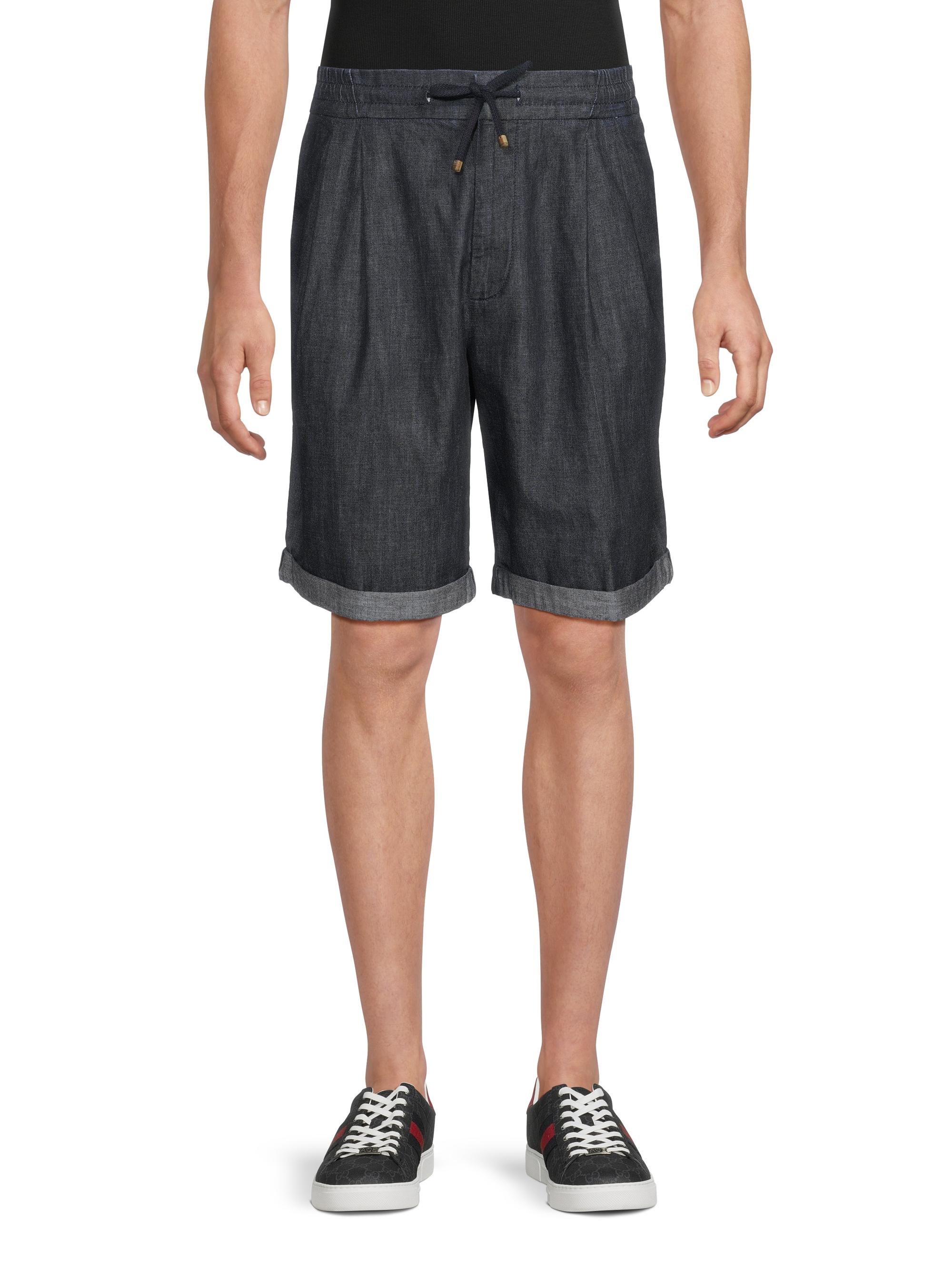 Click here for Brunello Cucinelli Mens Pleated Chambray Burmuda S... prices