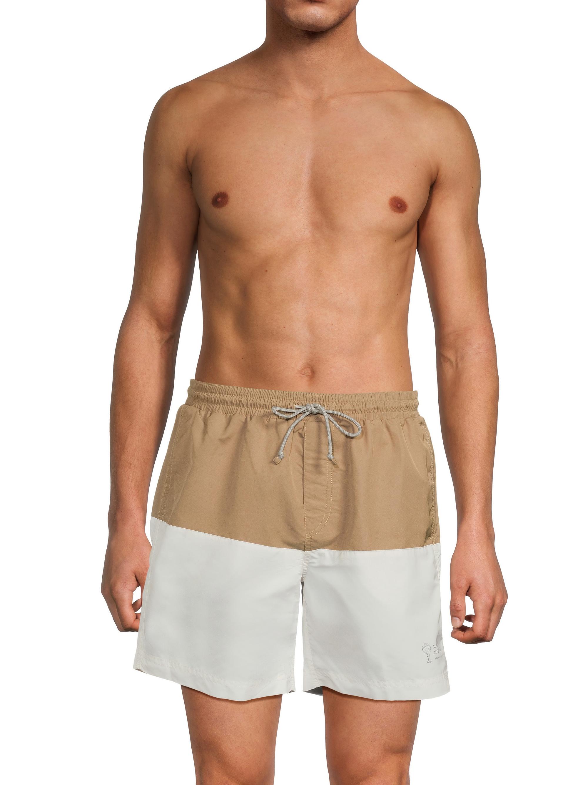 Click here for Brunello Cucinelli Mens Colorblocked Swim Trunks -... prices