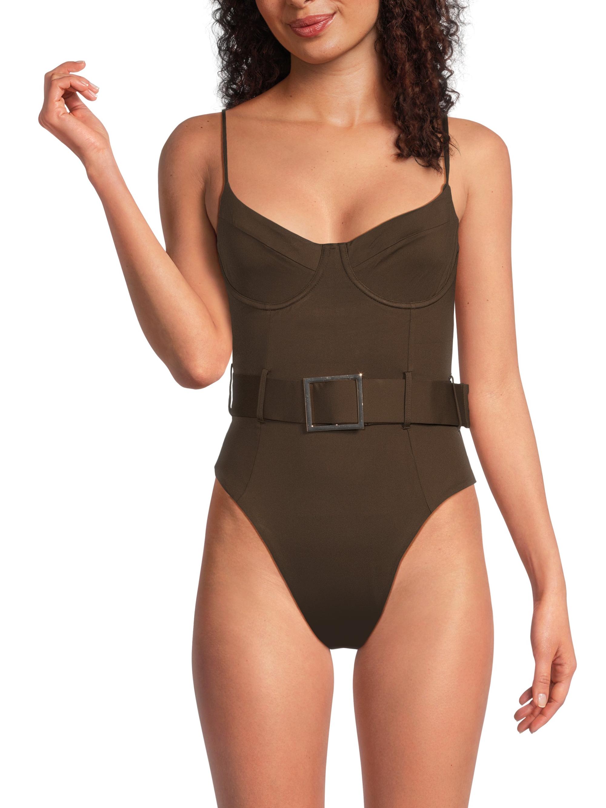 Click here for Weworewhat Womens Danielle Belted One-Piece Swimsu... prices