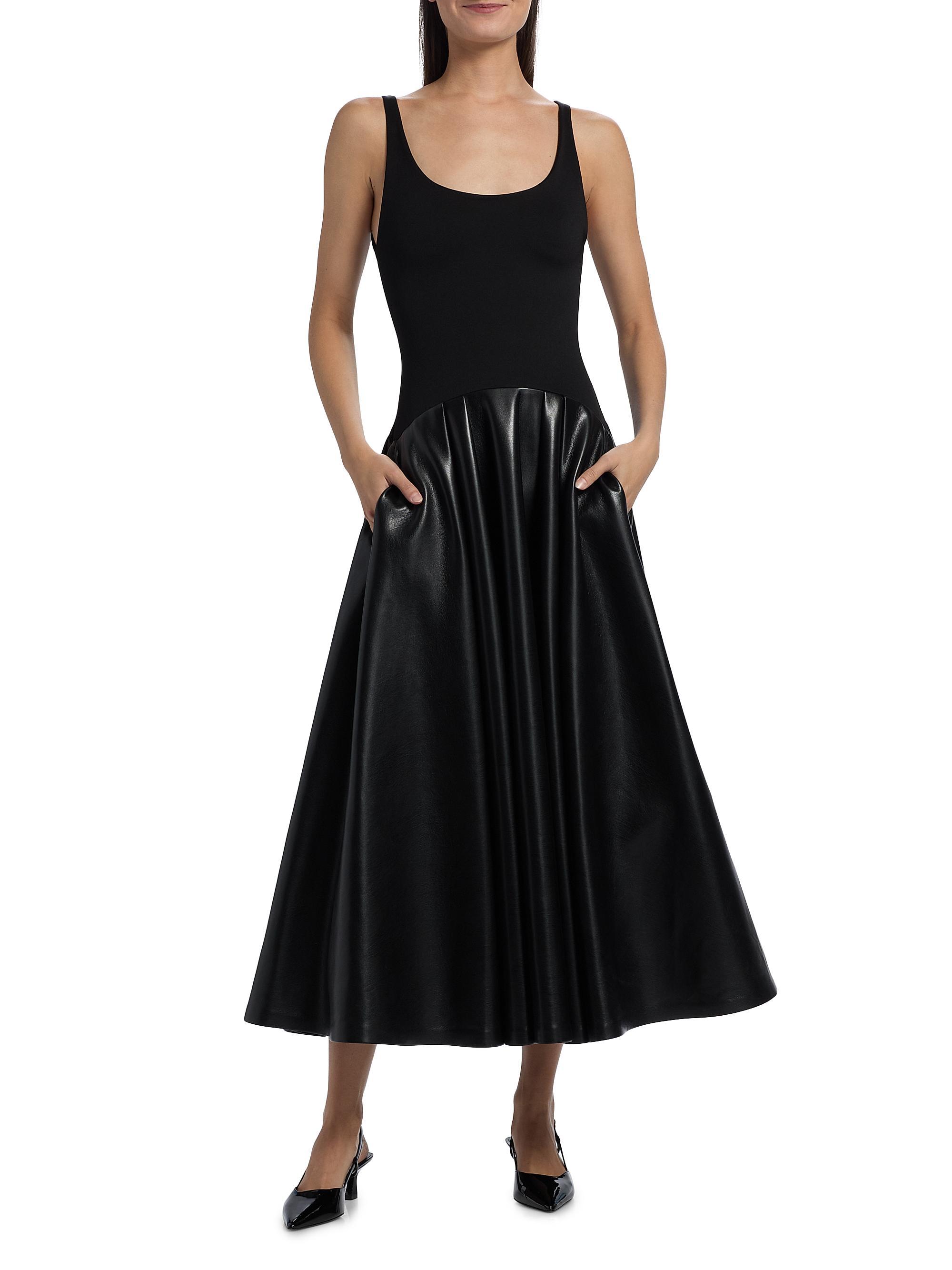 Click here for Alice + Olivia Womens Adley Faux-Leather Drop-Wais... prices