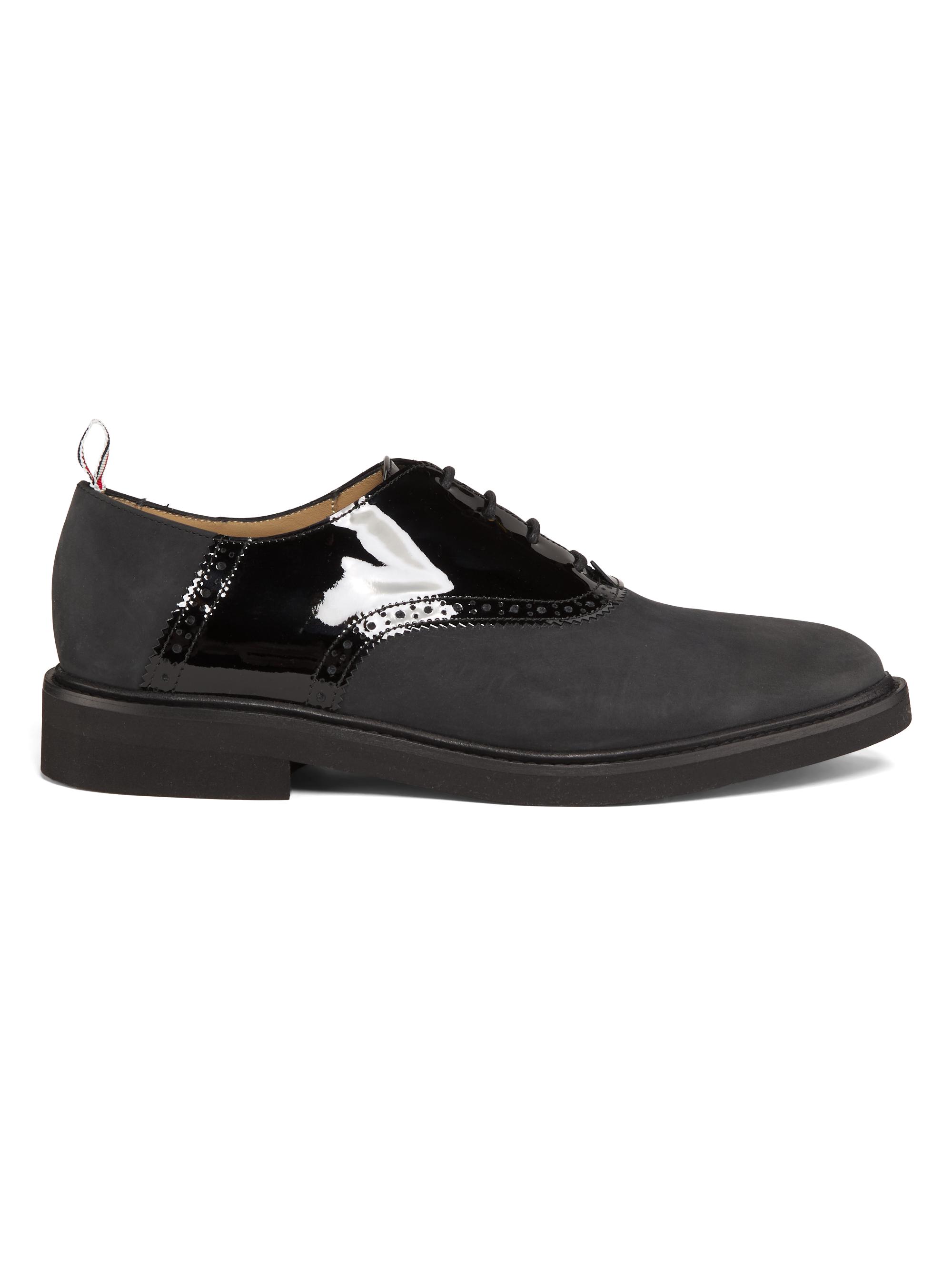 Click here for Thom Browne Mens Leather Cap-Toe Oxfords - Black -... prices