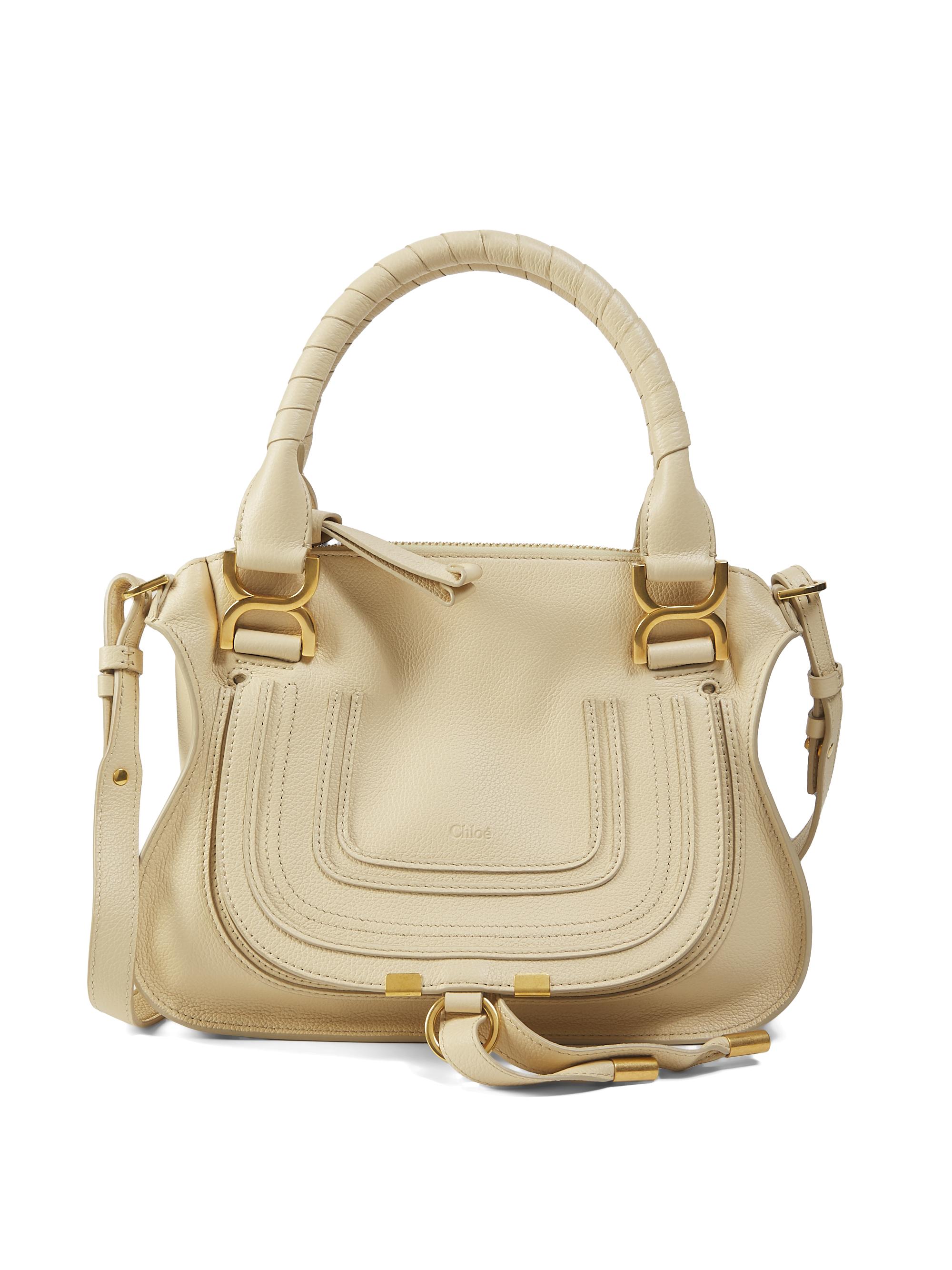 Click here for Chloé Womens Marcie Leather Satchel - Beige prices