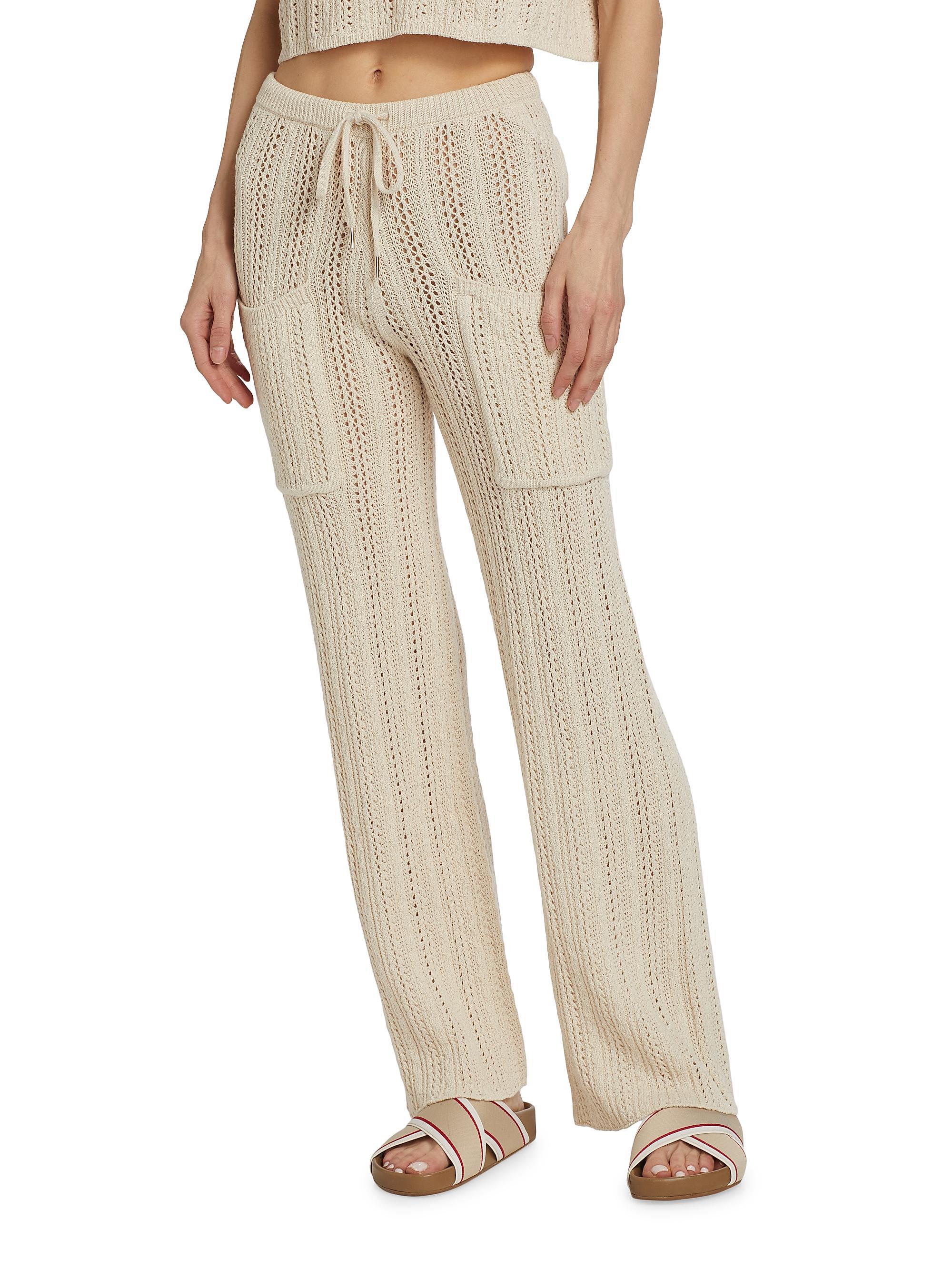 Click here for Stellae Dux Womens Crochet Cargo Pants - Natural -... prices