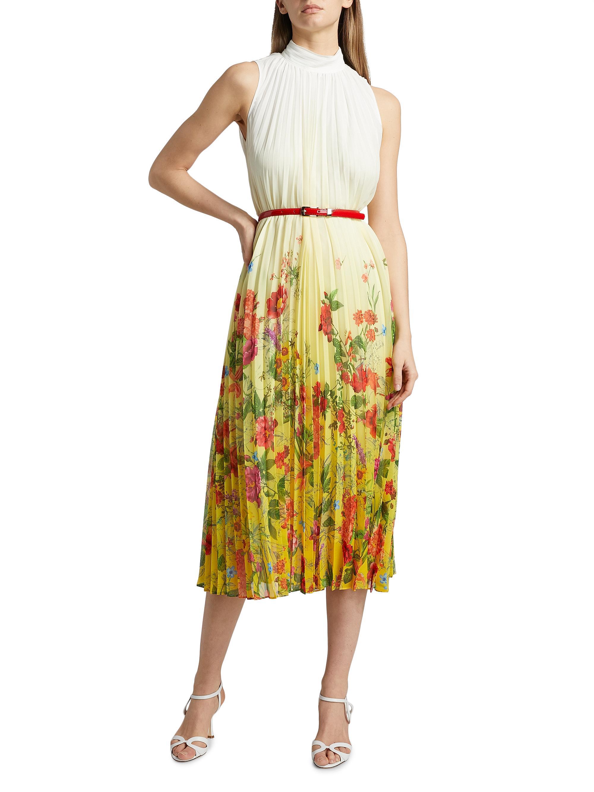 Click here for Elie Tahari Womens The Noor Jardin Floral Midi Dre... prices