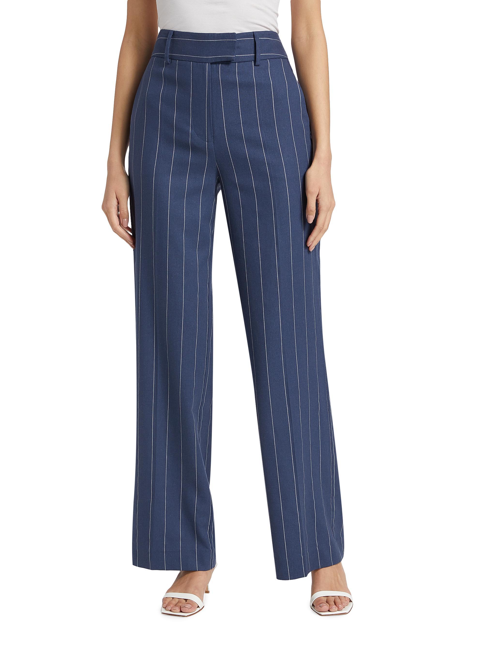 Click here for If Only Studio Womens Pinstripe Cotton-Linen Pants... prices