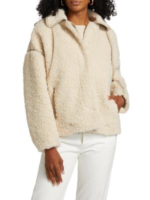Click here for dh New York Womens Kyle Faux-Shearling Hooded Jack... prices