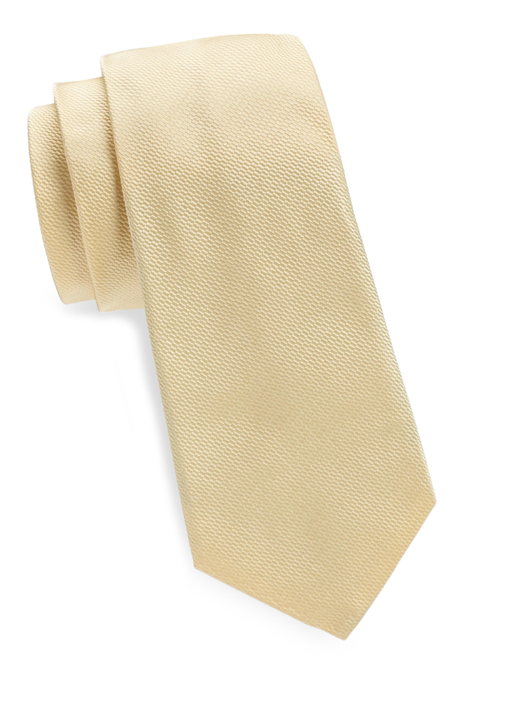 Click here for Saks Fifth Avenue Mens Textured Silk Tie - Yellow prices