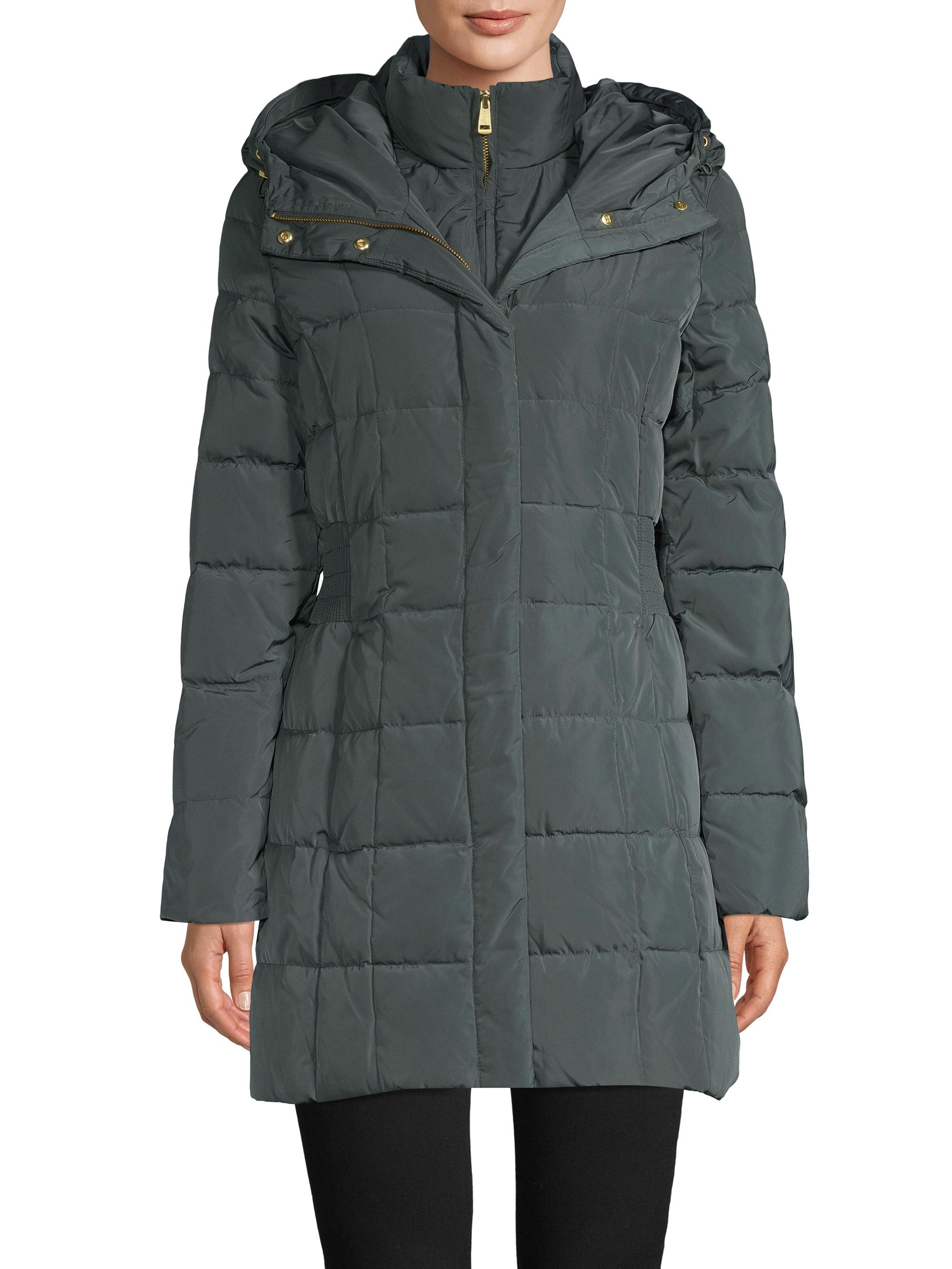 Click here for Cole Haan Womens Shirred-Waist Hooded Quilted Down... prices