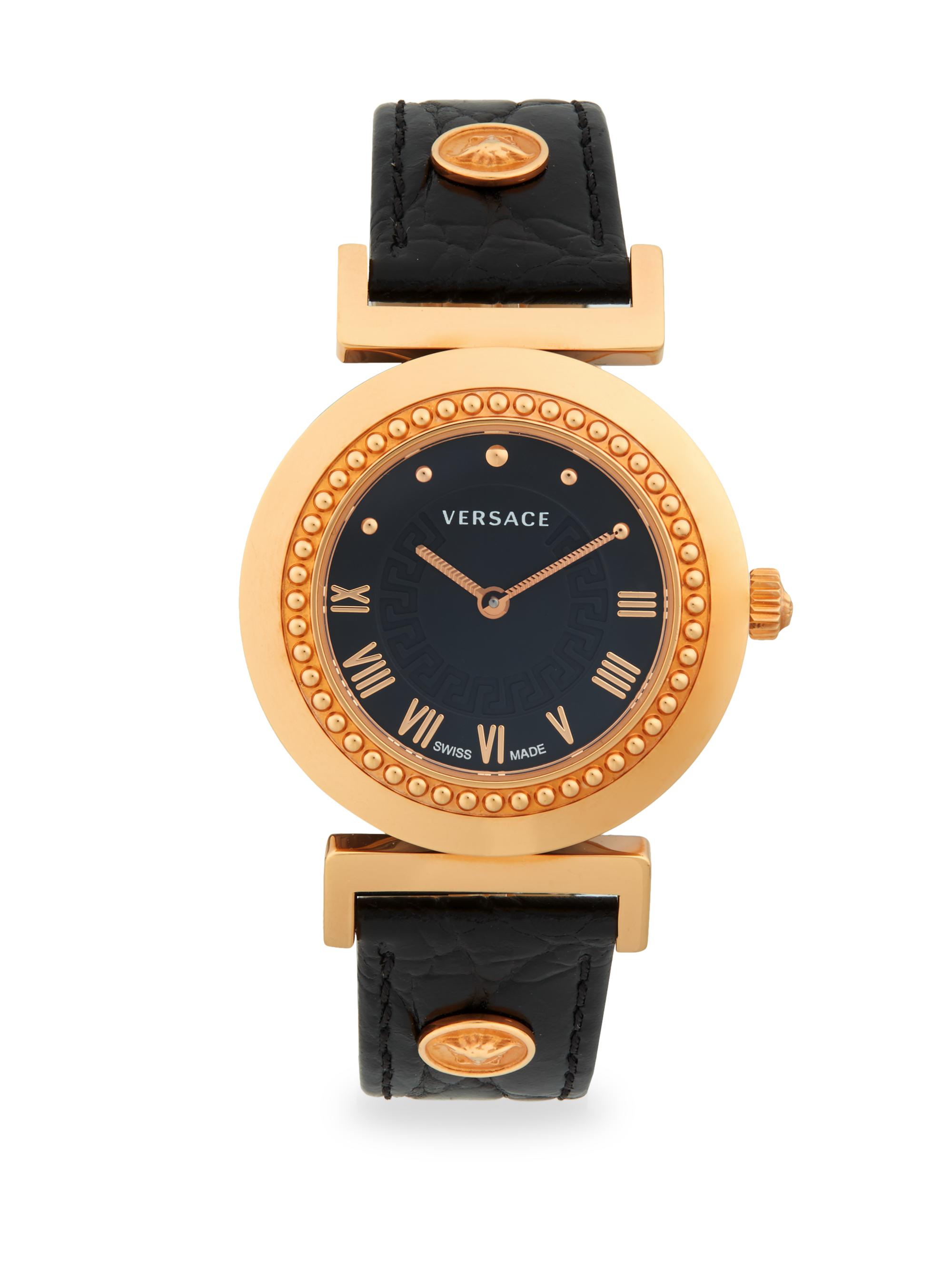 Click here for Versace Womens Stainless Steel & Leather Strap Wat... prices